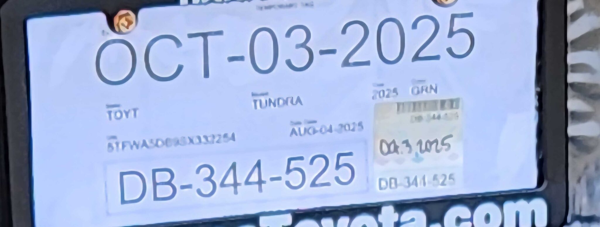 Temporary License Plates – Domestic Security
